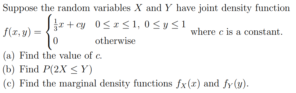 Solved Suppose the random variables X and Y have joint | Chegg.com
