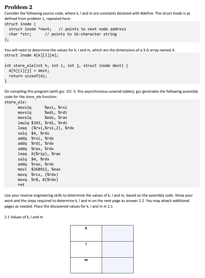 Problem 2 Consider the following source code, where | Chegg.com