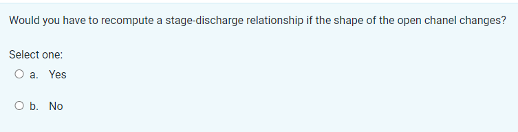 Solved Would you have to recompute a stage-discharge | Chegg.com