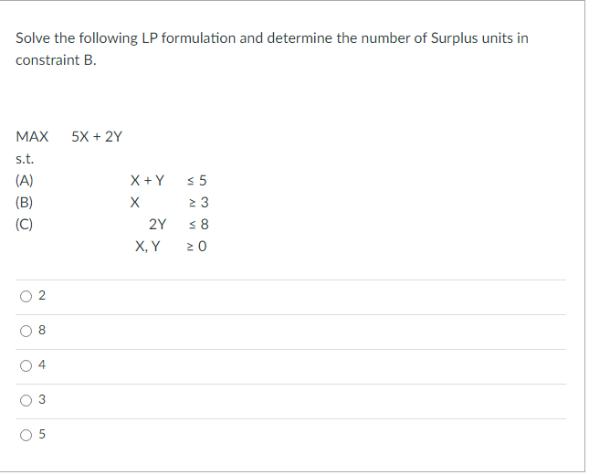 Solved Solve the following LP formulation and determine the | Chegg.com