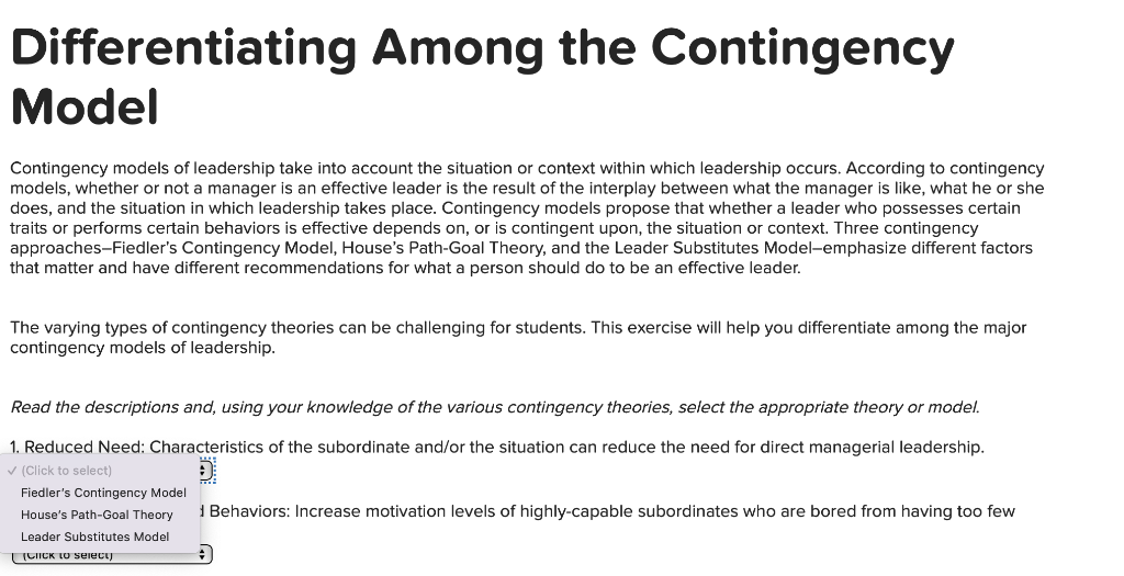 Solved Differentiating Among the Contingency Model | Chegg.com