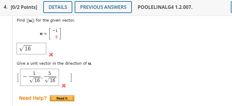 Solved 4. [0/2 Points) DETAILS PREVIOUS ANSWERS POOLELINALG4 | Chegg.com