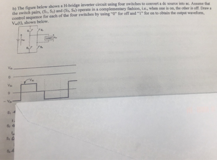 Solved The figure below shows a H-bridge inverter circuit | Chegg.com