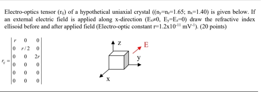 Solved Electro-optics tensor (rij) of a hypothetical | Chegg.com