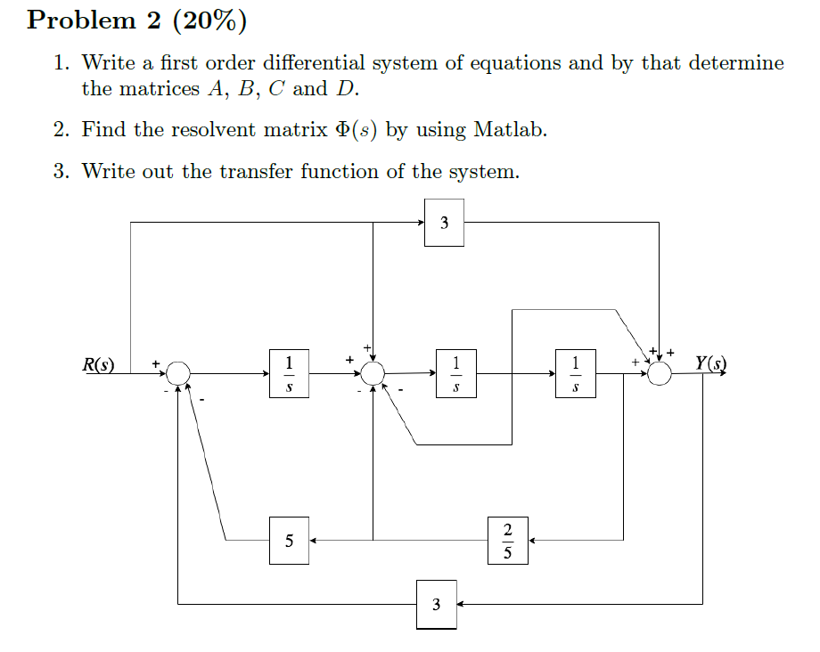Solved Problem 2 (20%) 1. Write a first order differential | Chegg.com