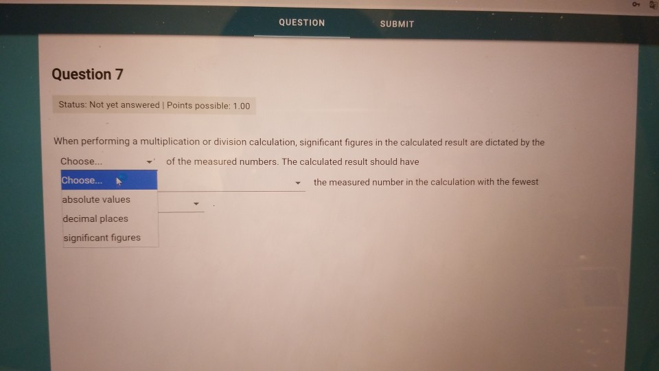 Solved QUESTION SUBMIT Question 7 Status: Not yet answered | | Chegg.com
