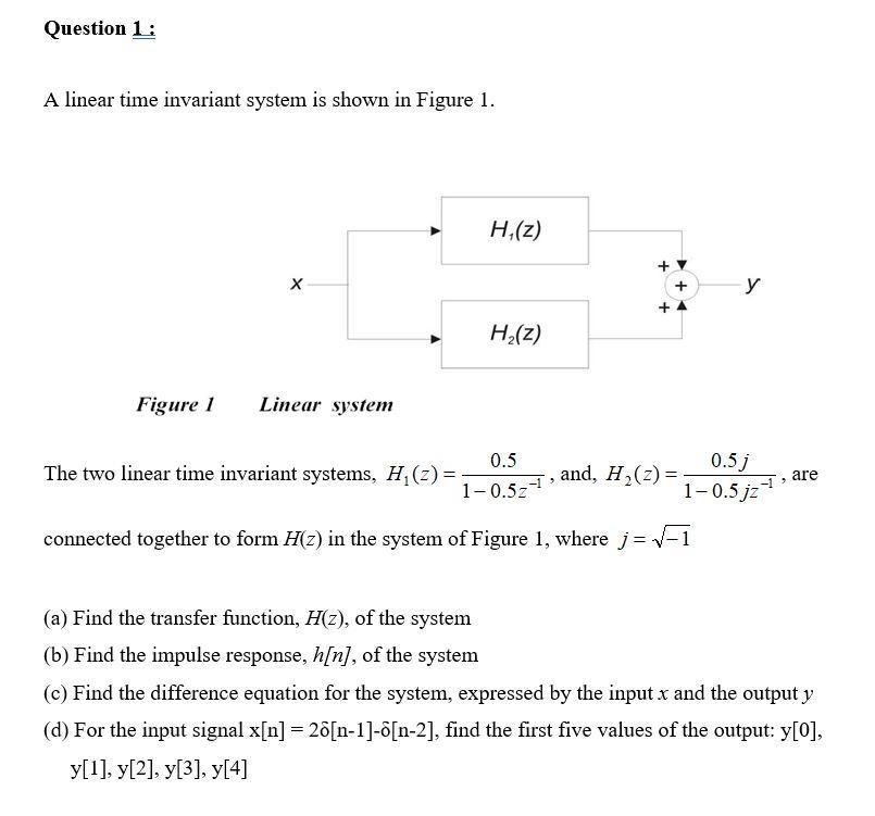 Solved Question 1 : A linear time invariant system is shown | Chegg.com