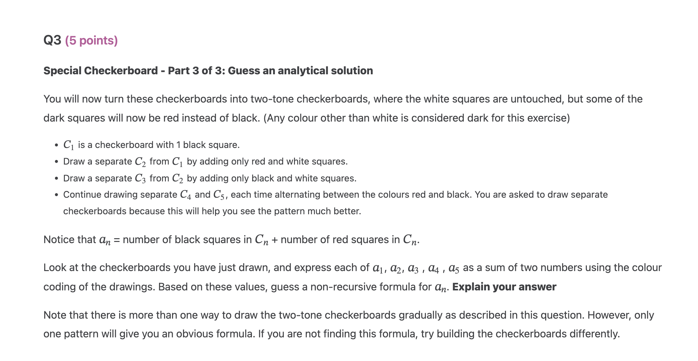 Solved Q2 (5 ﻿points)Special Checkerboard - ﻿Part 2 ﻿of 3: | Chegg.com