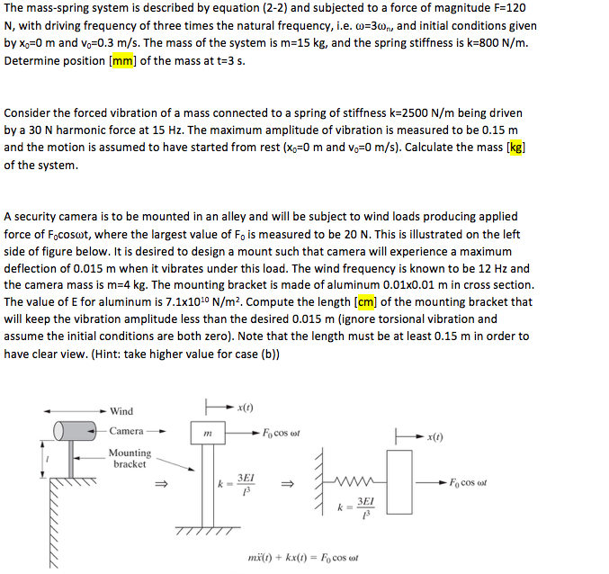 Solved The mass-spring system is described by equation (2-2) | Chegg.com