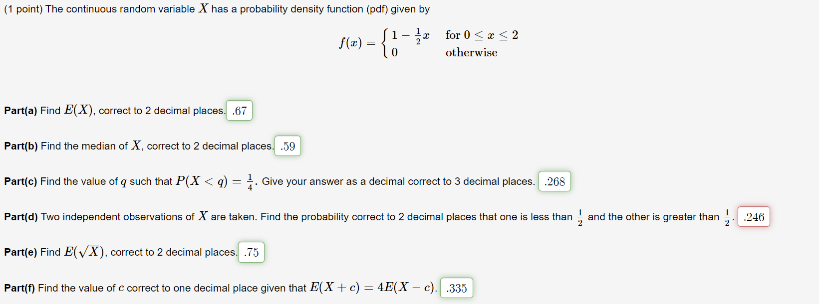 Solved f(x)={1−21x0 for 0≤x≤2 otherwise Part(a) Find E(X), | Chegg.com