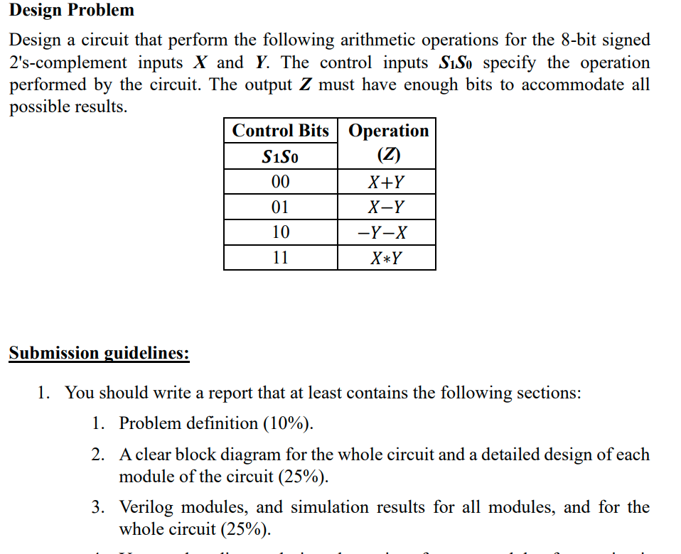 Solved Design ProblemDesign a circuit that perform the | Chegg.com
