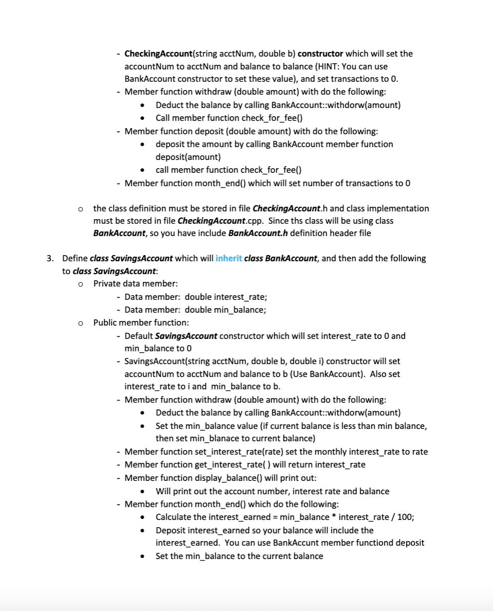 Solved Lab 7 - Bank Inheritance - CS-116 1. o O o o o Define | Chegg.com