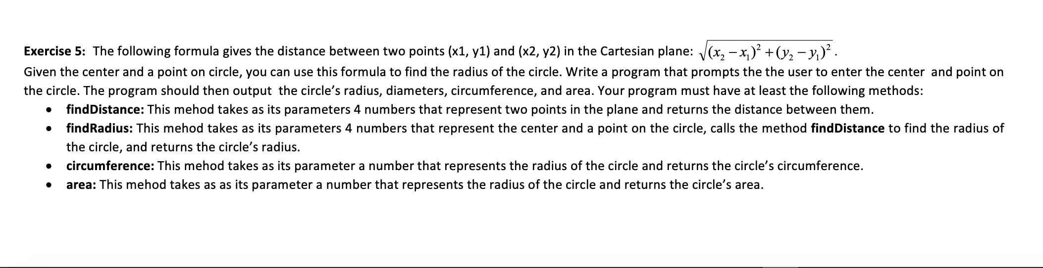 Solved Exercise 5: The following formula gives the distance | Chegg.com