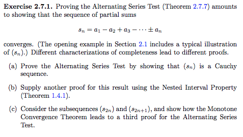 Solved Exercise 2.7.1. Proving the Alternating Series Test | Chegg.com