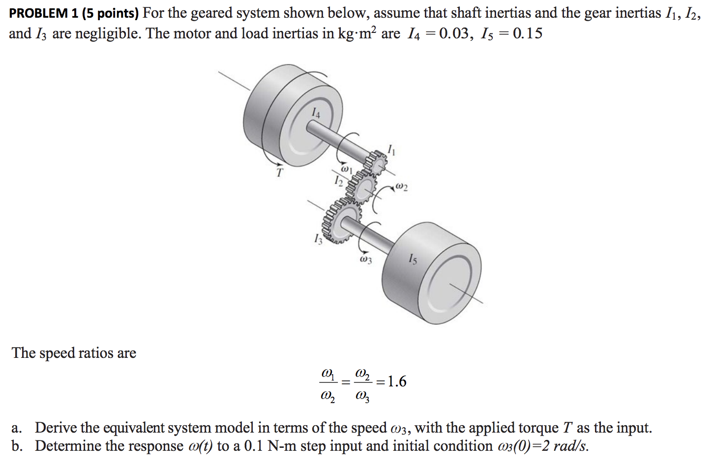 Solved PROBLEM 1 (5 points) For the geared system shown | Chegg.com