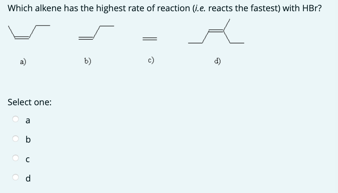 Solved Which alkene has the highest rate of reaction (i.e. | Chegg.com