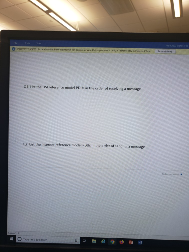 Solved File Tools View Module02 Exercise-03 PROTECTED VIEW | Chegg.com