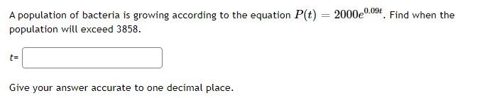 Solved A population of bacteria is growing according to the | Chegg.com