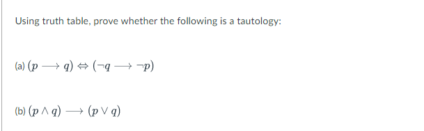 Solved Using truth table, prove whether the following is a | Chegg.com