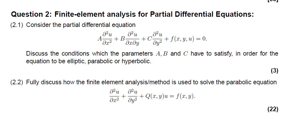 Solved Question 2: Finite-element analysis for Partial | Chegg.com