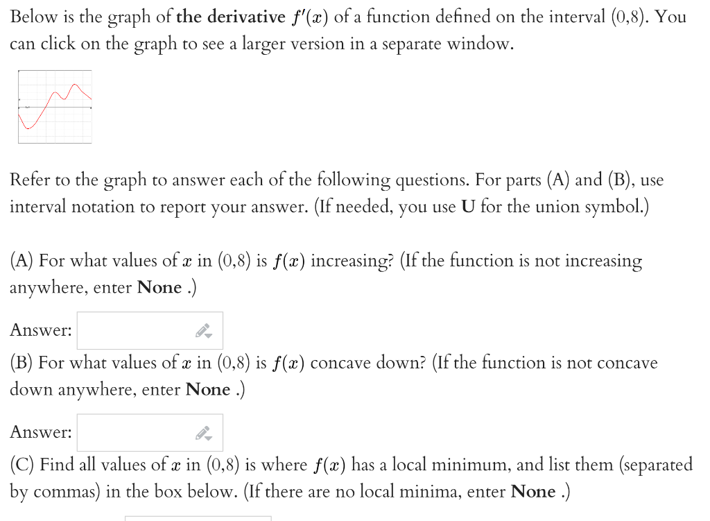 Solved Below is the graph of the derivative f'(x) of a | Chegg.com