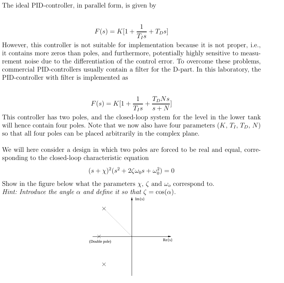 Solved The ideal PID-controller, in parallel form, is given | Chegg.com