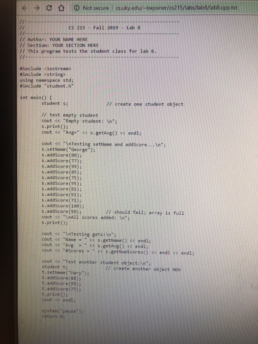 Solved CS 215 - Fall 2019 Lab 8 Learning Objective: Coding | Chegg.com
