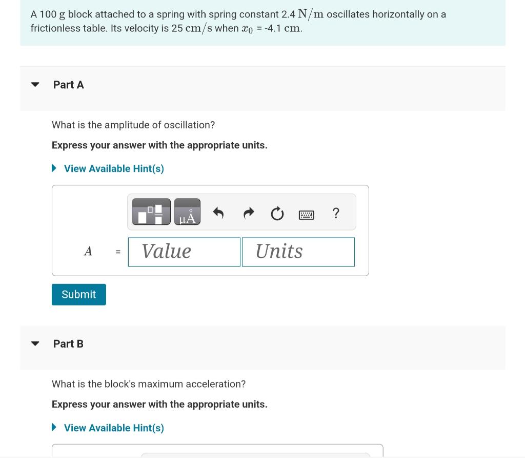 Solved A 100 g block attached to a spring with spring | Chegg.com