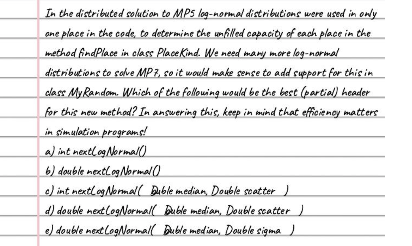 Solved In the distributed solution to MPS log-normal | Chegg.com