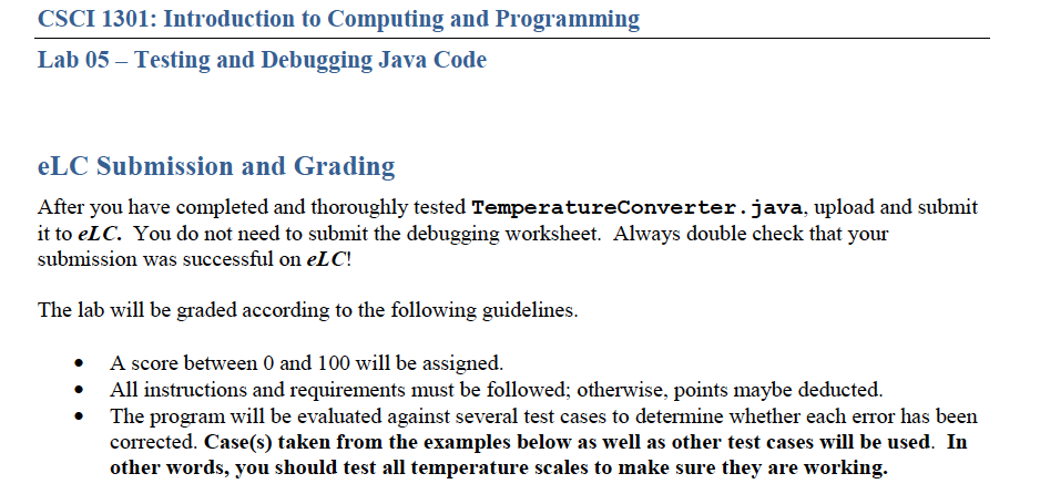 Solved Csci 1301 Introduction To Computing And Programming