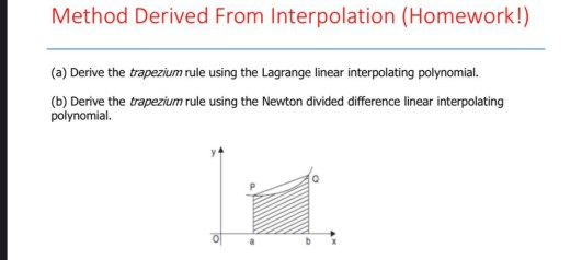 Solved Method Derived From Interpolation (Homework!) (a) | Chegg.com