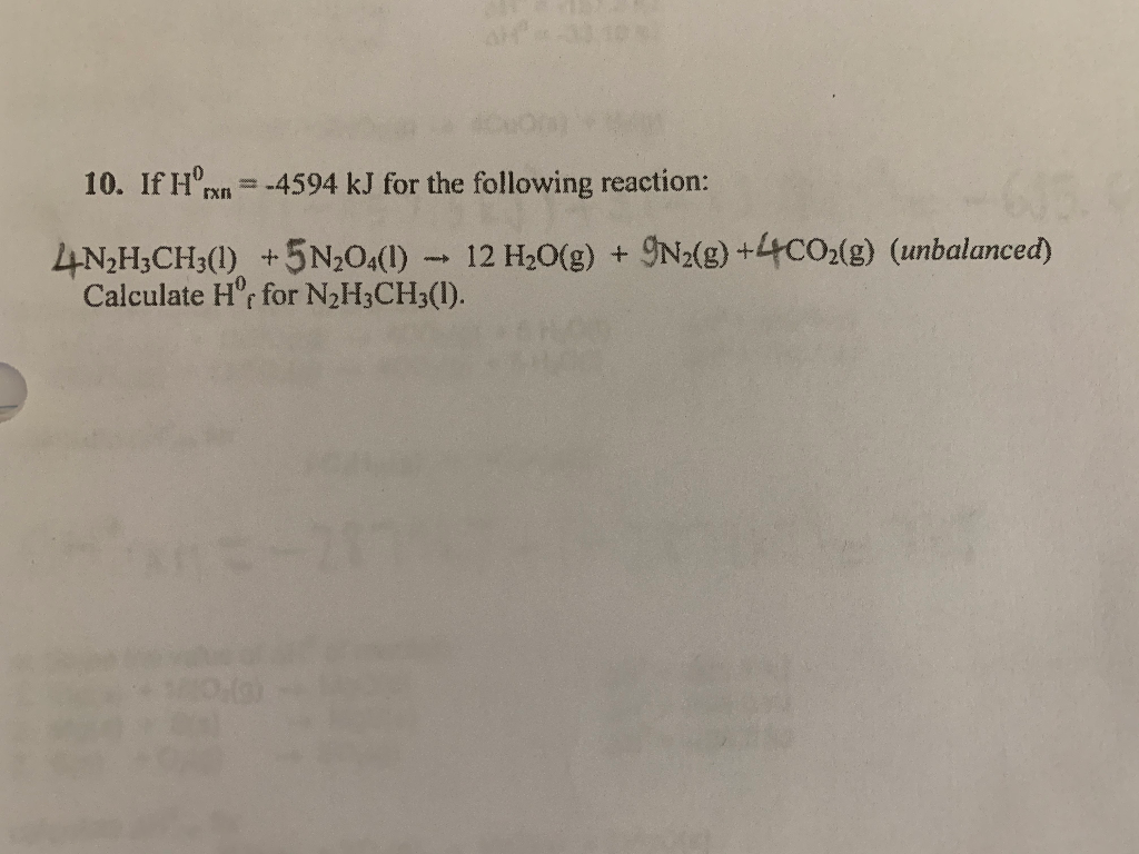 Solved 10. If Hºrx = -4594 kJ for the following reaction: | Chegg.com