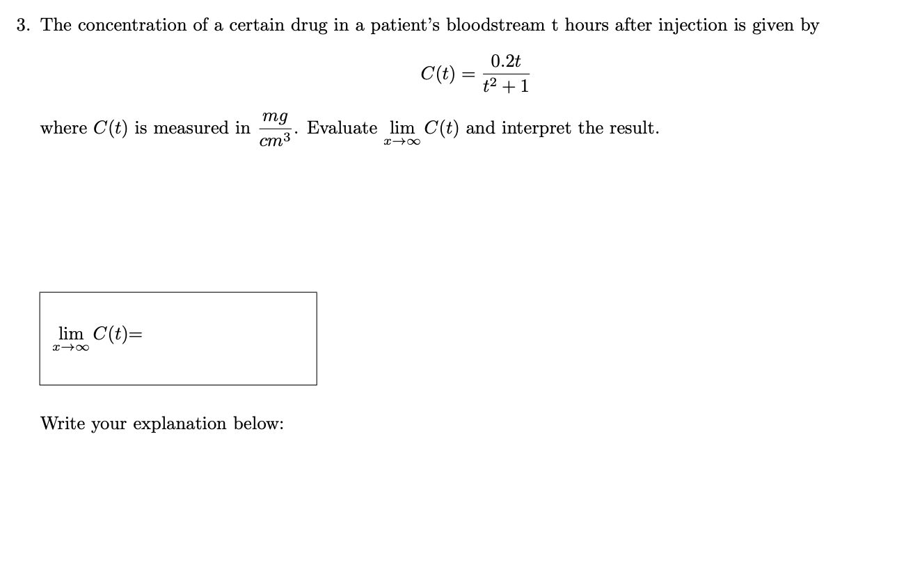 Solved The concentration of a certain drug in a patient's | Chegg.com