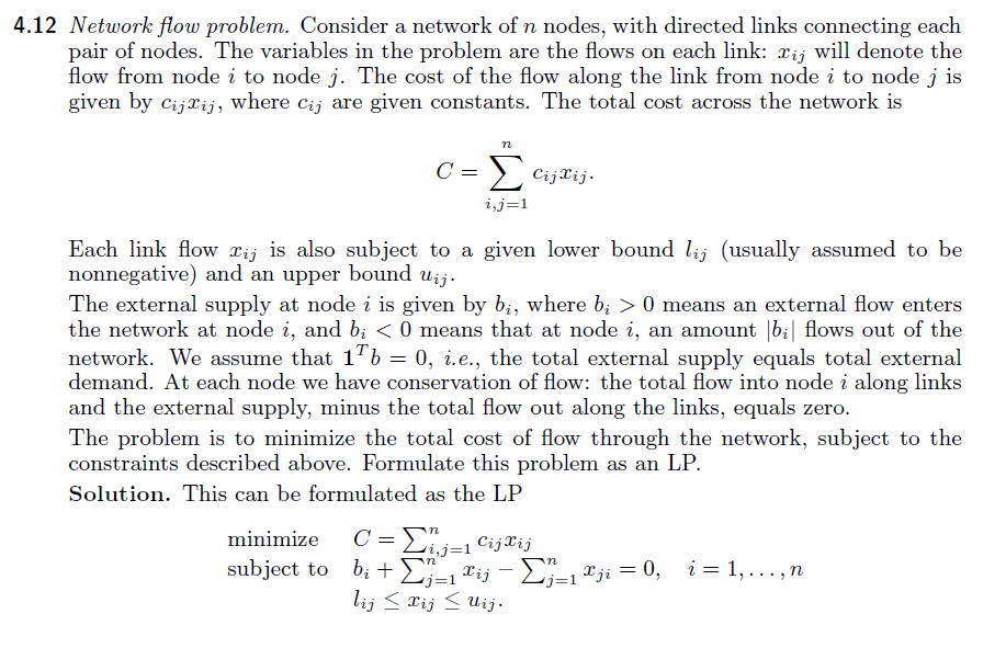 Solved 4.12 Network flow problem. Consider a network of n | Chegg.com