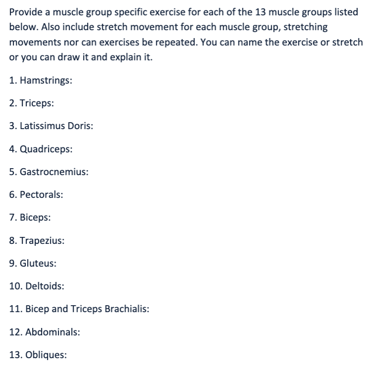 Solved 13 MAJOR MUSCLE GROUPS Label the figures below by | Chegg.com