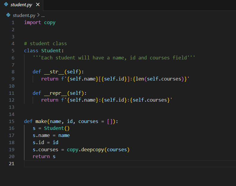Solved Consider the Student class in the provided student.py | Chegg.com