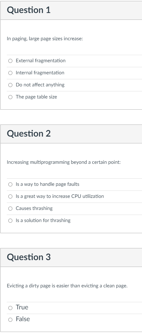 Solved In paging, large page sizes increase: External | Chegg.com Solved In paging, large page sizes increase: External | Chegg.com