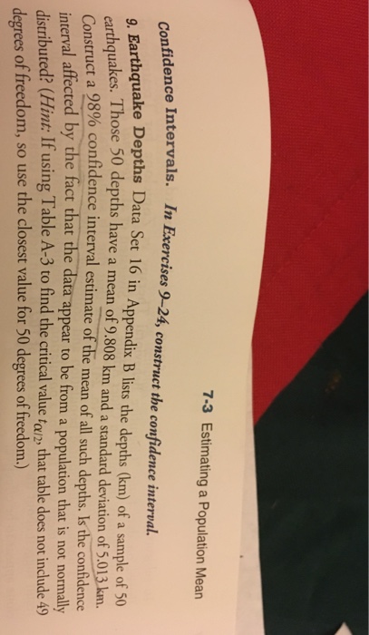 Solved Earthquake Depths Data Set 16 in Appendix B lists the | Chegg.com