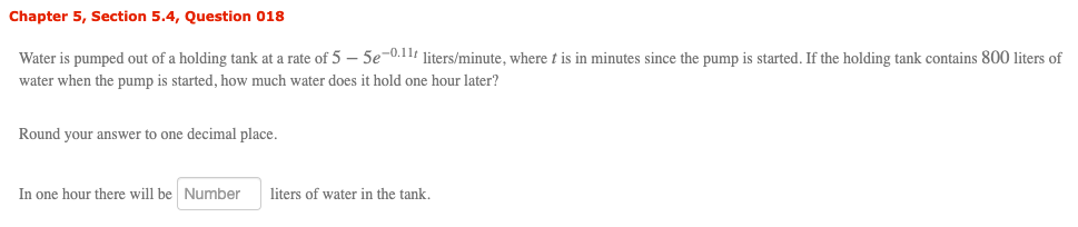 Solved Chapter 5, Section 5.4, Question 018 Water is pumped | Chegg.com