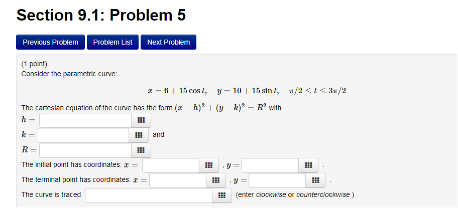 Solved Section 9.1: Problem 3 Previous Problem Problem List | Chegg.com