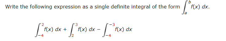 Solved Write the following expression as a single definite | Chegg.com