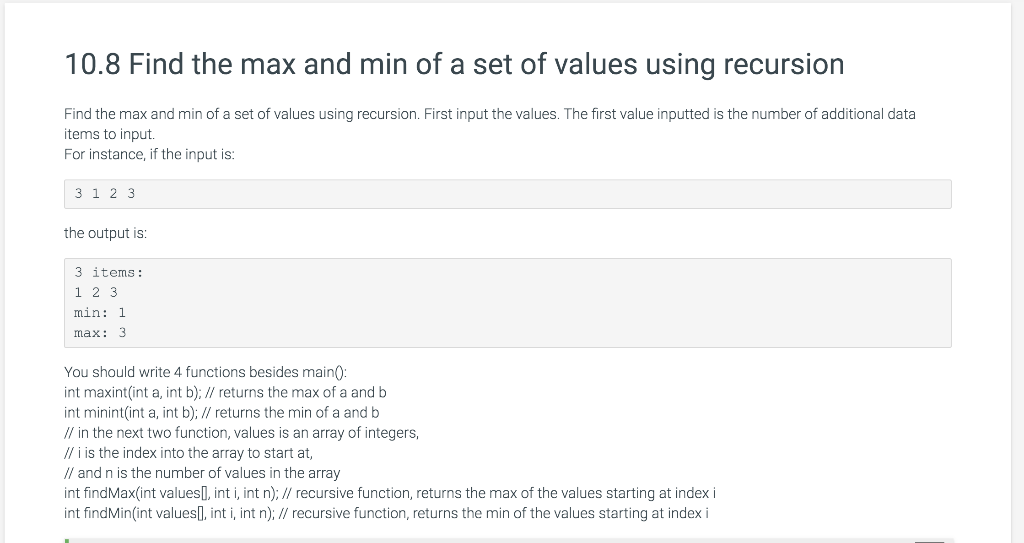 Solved 108 Find The Max And Min Of A Set Of Values Using 