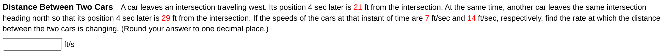 Solved Distance Between Two Cars A car leaves an | Chegg.com