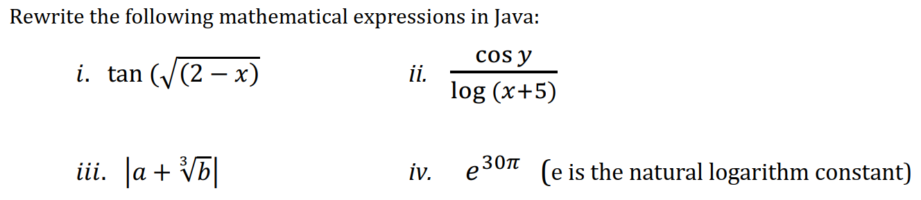 Solved Rewrite the following mathematical expressions in | Chegg.com
