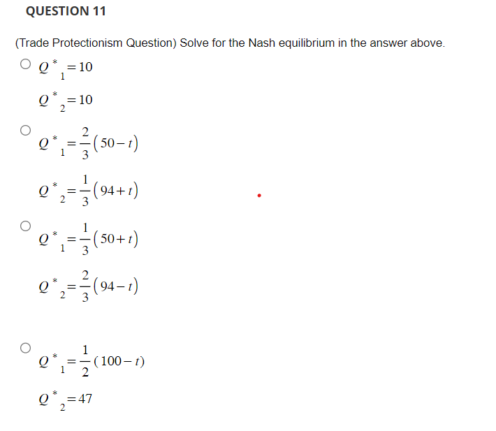 Solved (Trade Protectionism Question) Solve for the Nash | Chegg.com