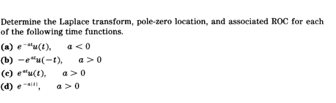 Solved Determine the Laplace transform, pole-zero location, | Chegg.com