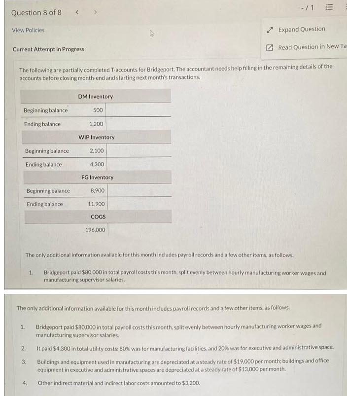 Solved Determine specific amounts for the following items | Chegg.com