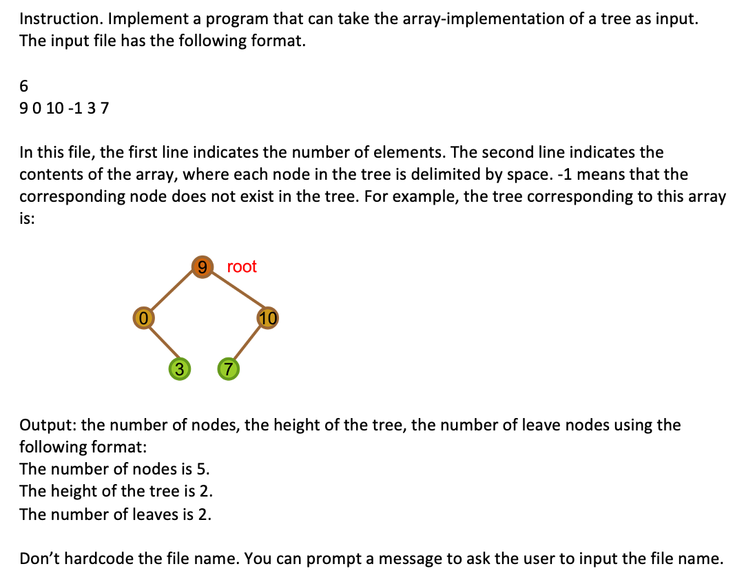Solved Instruction. Implement a program that can take the | Chegg.com