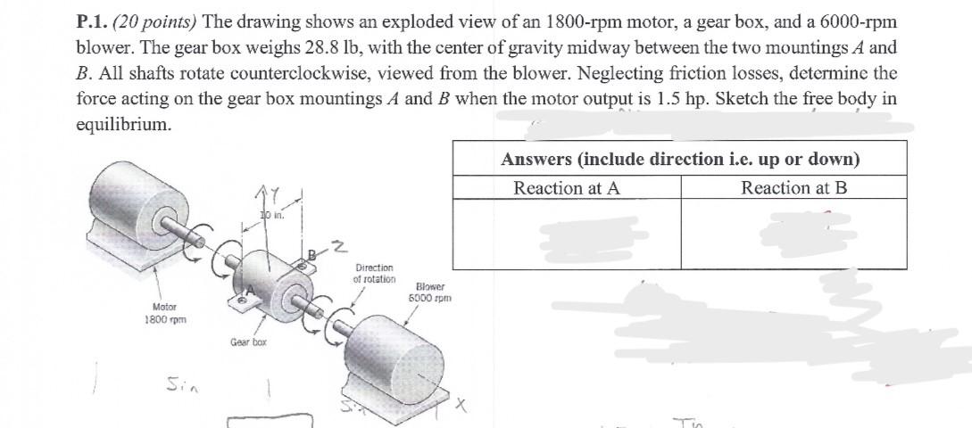 Solved P.1. (20 points) The drawing shows an exploded view | Chegg.com