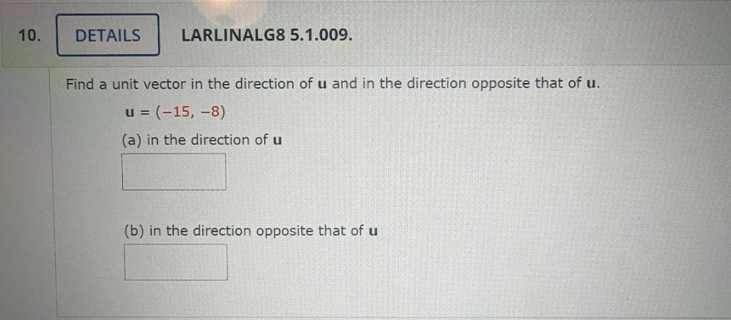 Solved Find a unit vector in the direction of u and in the | Chegg.com